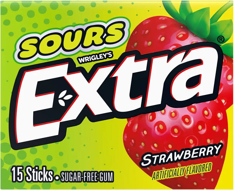 Extra Sour Strawberry Gum 15pcs, 10ct - B2B Online Shop in NYC ...